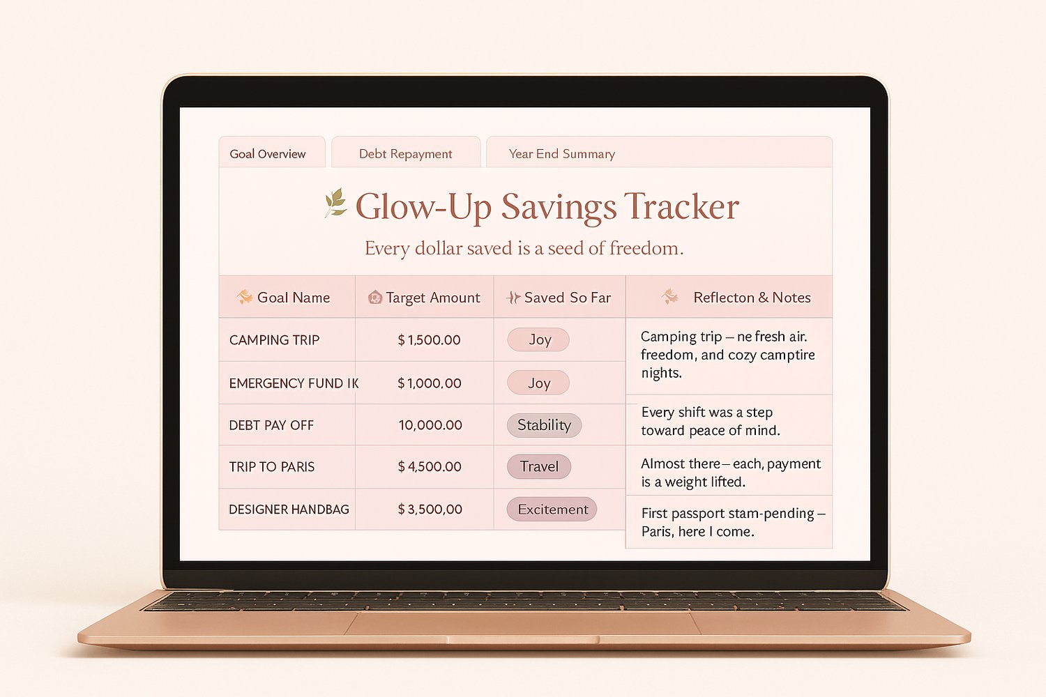 The Finance Glow-Up 💖 Debts Savings Tracker Pack Overview - Payhip