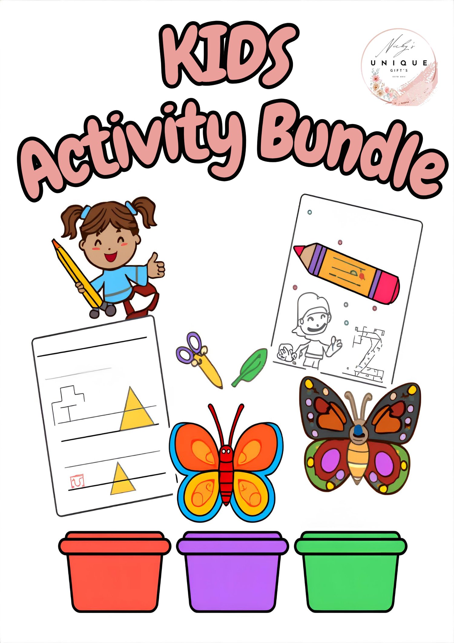 Kids Learning Activity Bundle – Cut & Paste, Numbers, Tracing & Sorting ...