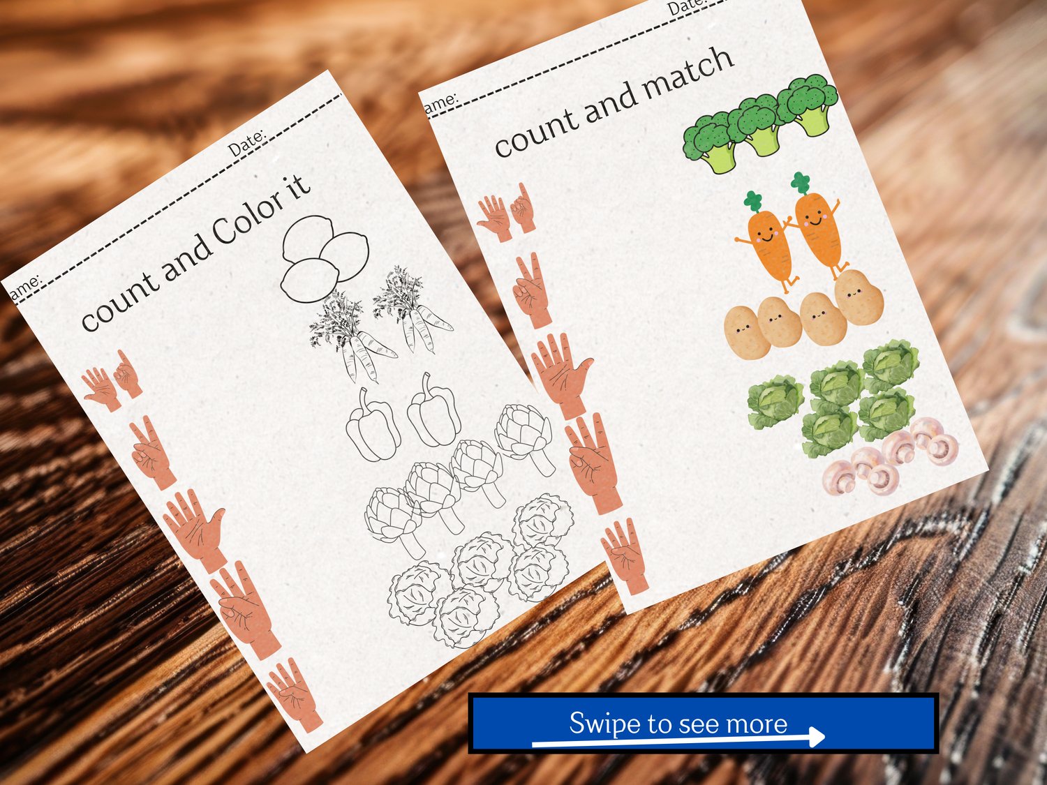 Match the Veggies Worksheet | Count & Match Vegetables | Preschool Math ...