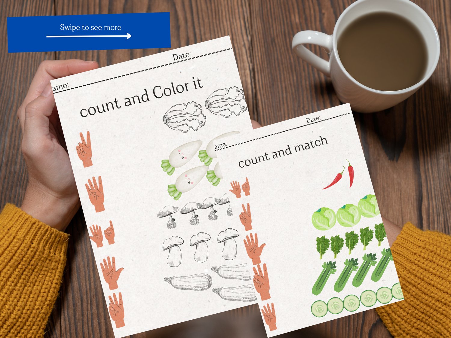 Match the Veggies Worksheet | Count & Match Vegetables | Preschool Math ...