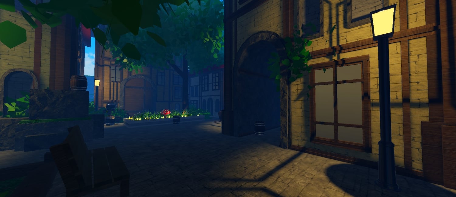 Stylized Blocky Roblox Medieval Village Map
