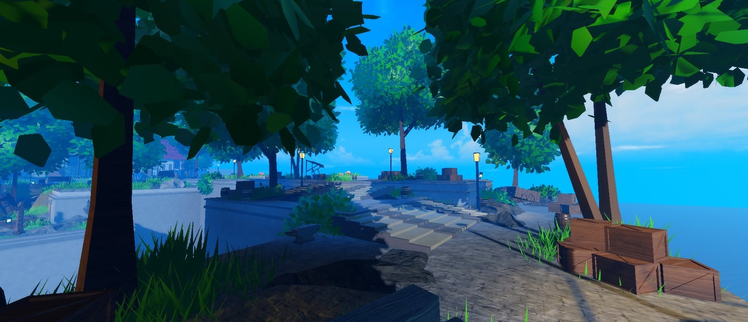 Stylized Blocky Roblox Medieval Village Map