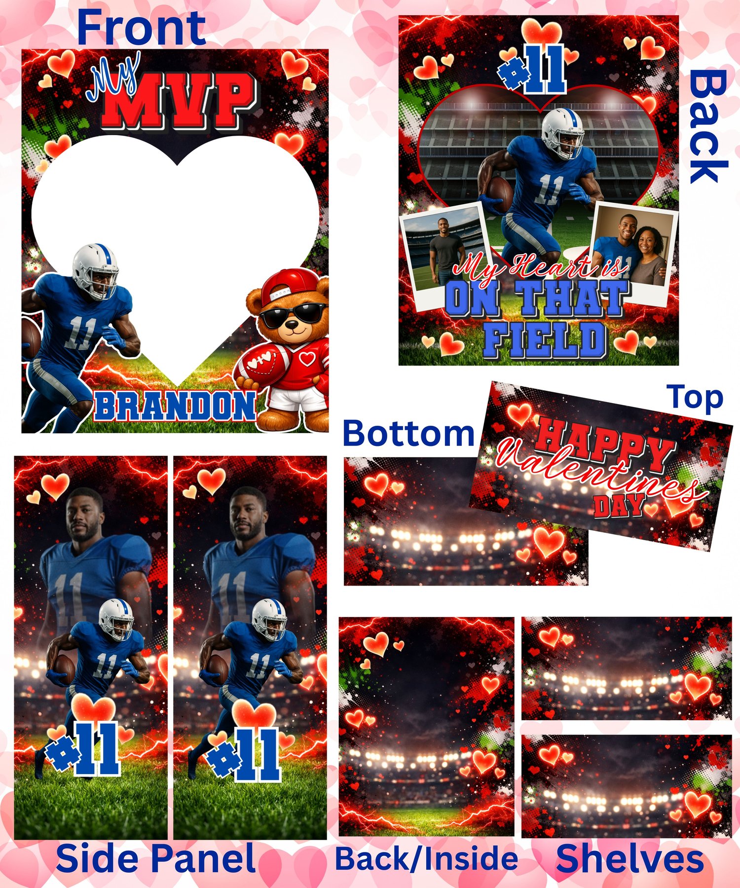 Valentine’s Football MVP Gift Box Bundle | Editable Canva Valentine ...
