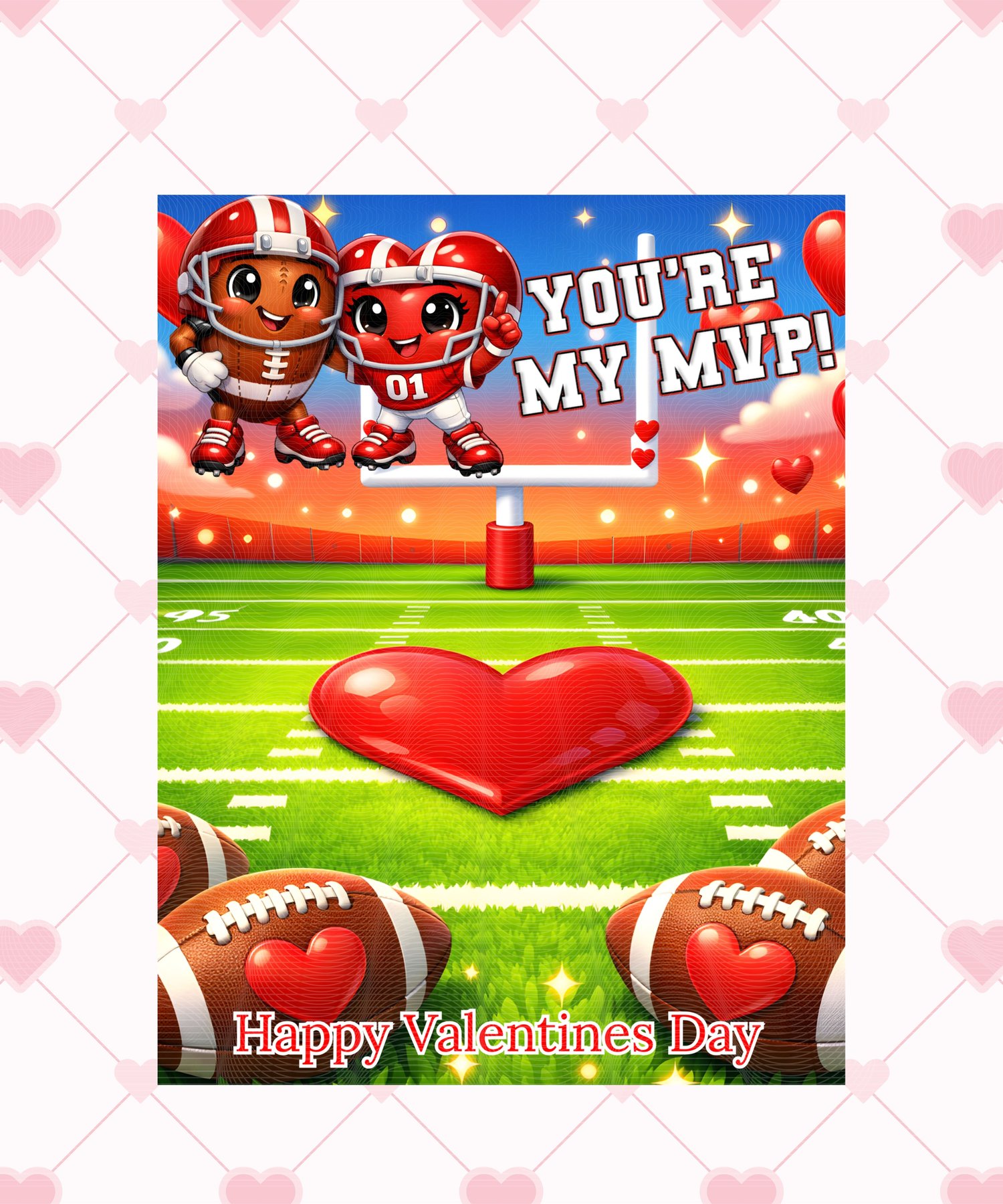 Football Valentine’s Jumbo Treat Card | Editable Canva Treat Card for ...