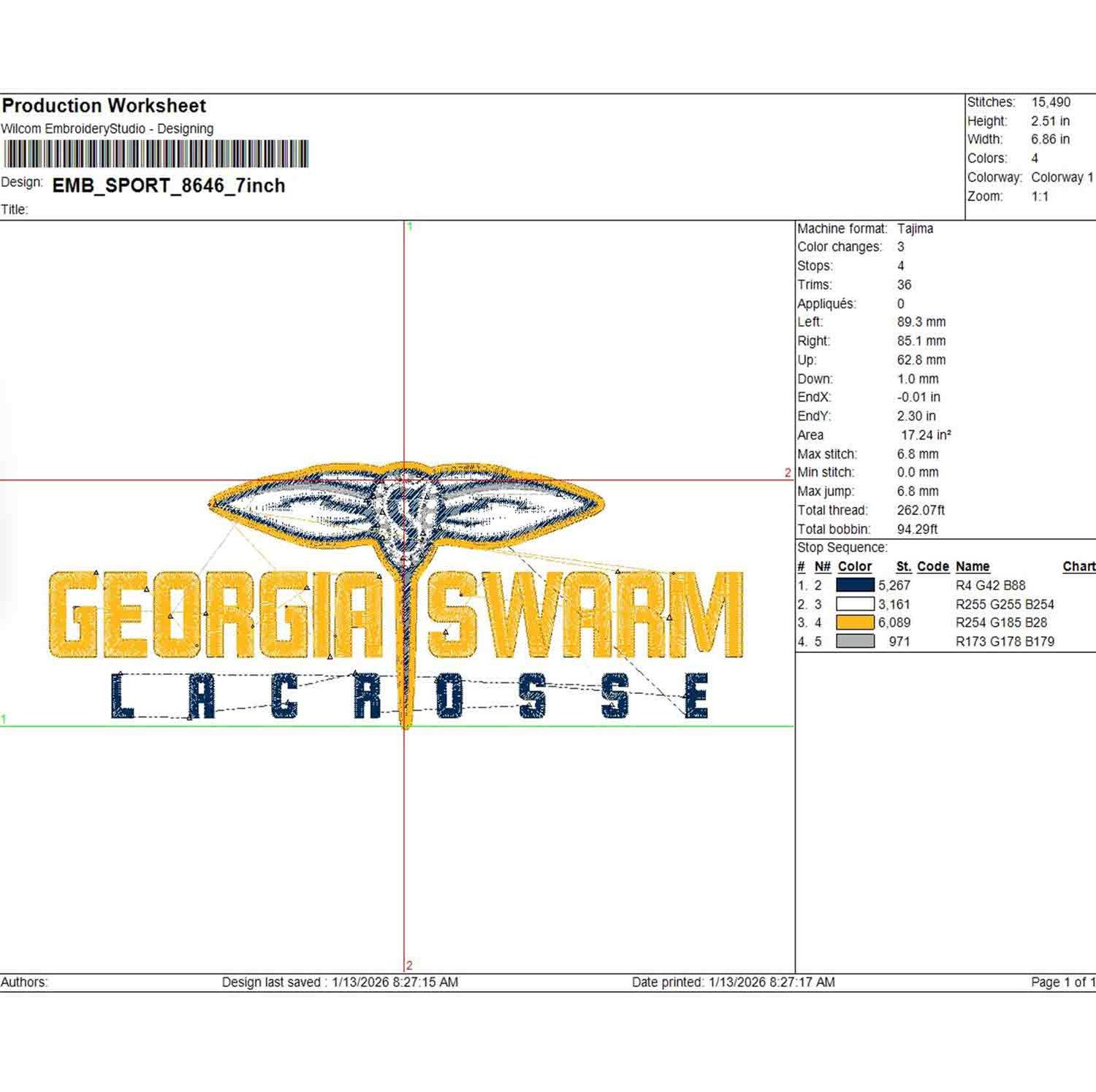 Georgia Swarm Lacrosse Team Logo Embroidery Designs, Georgia Swarm ...