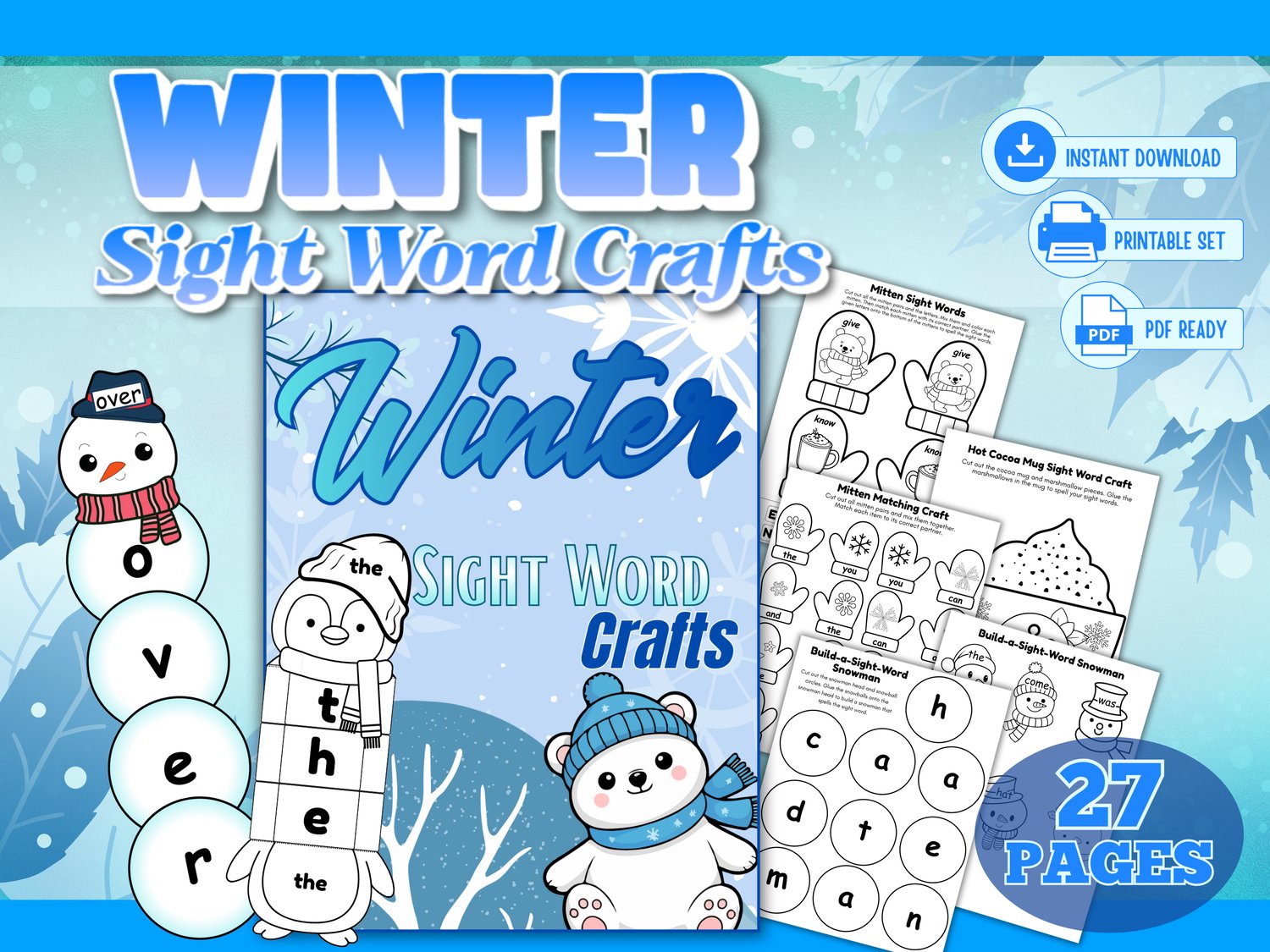 Winter Themed Sight Word Crafts - Payhip