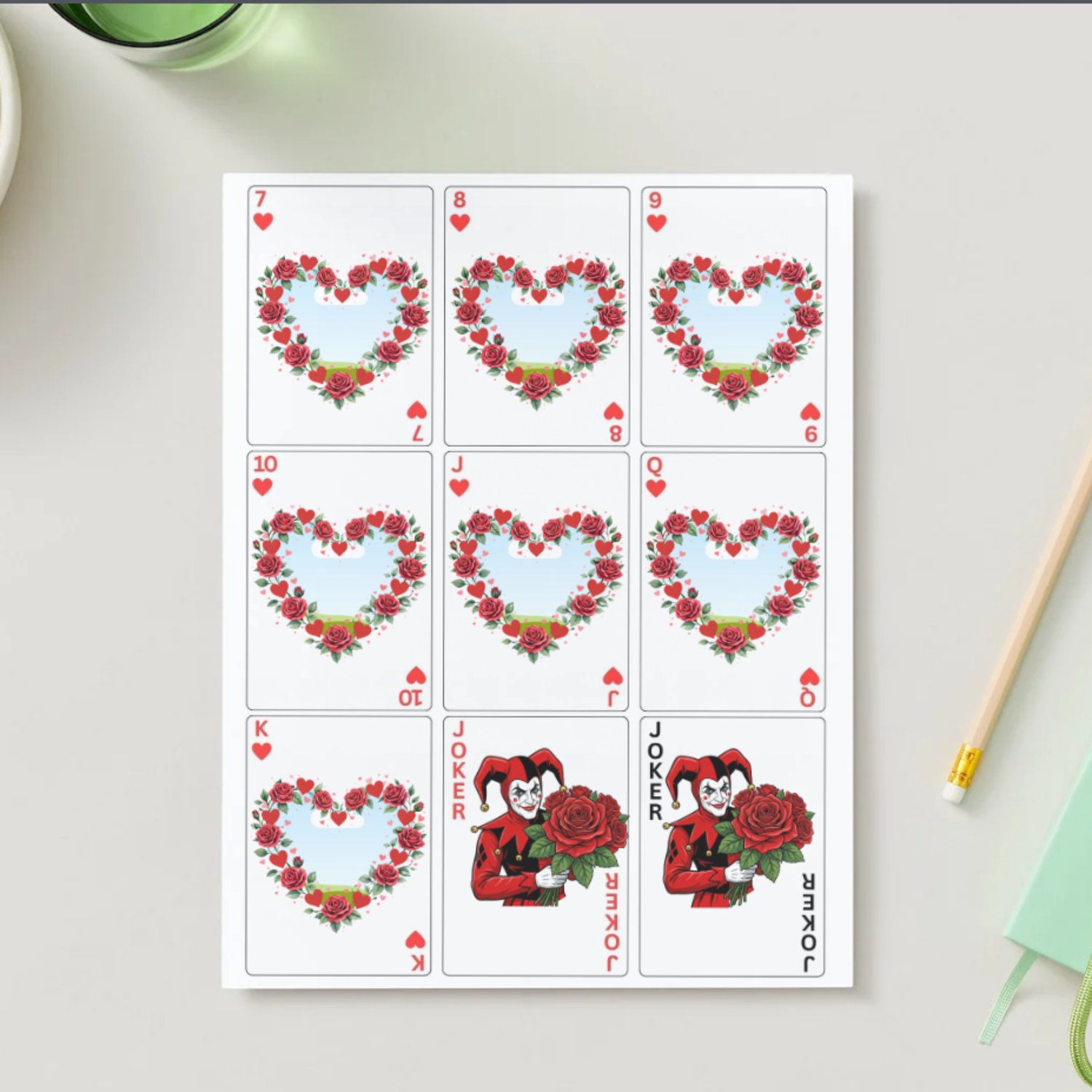 Valentines Day Playing Cards Template