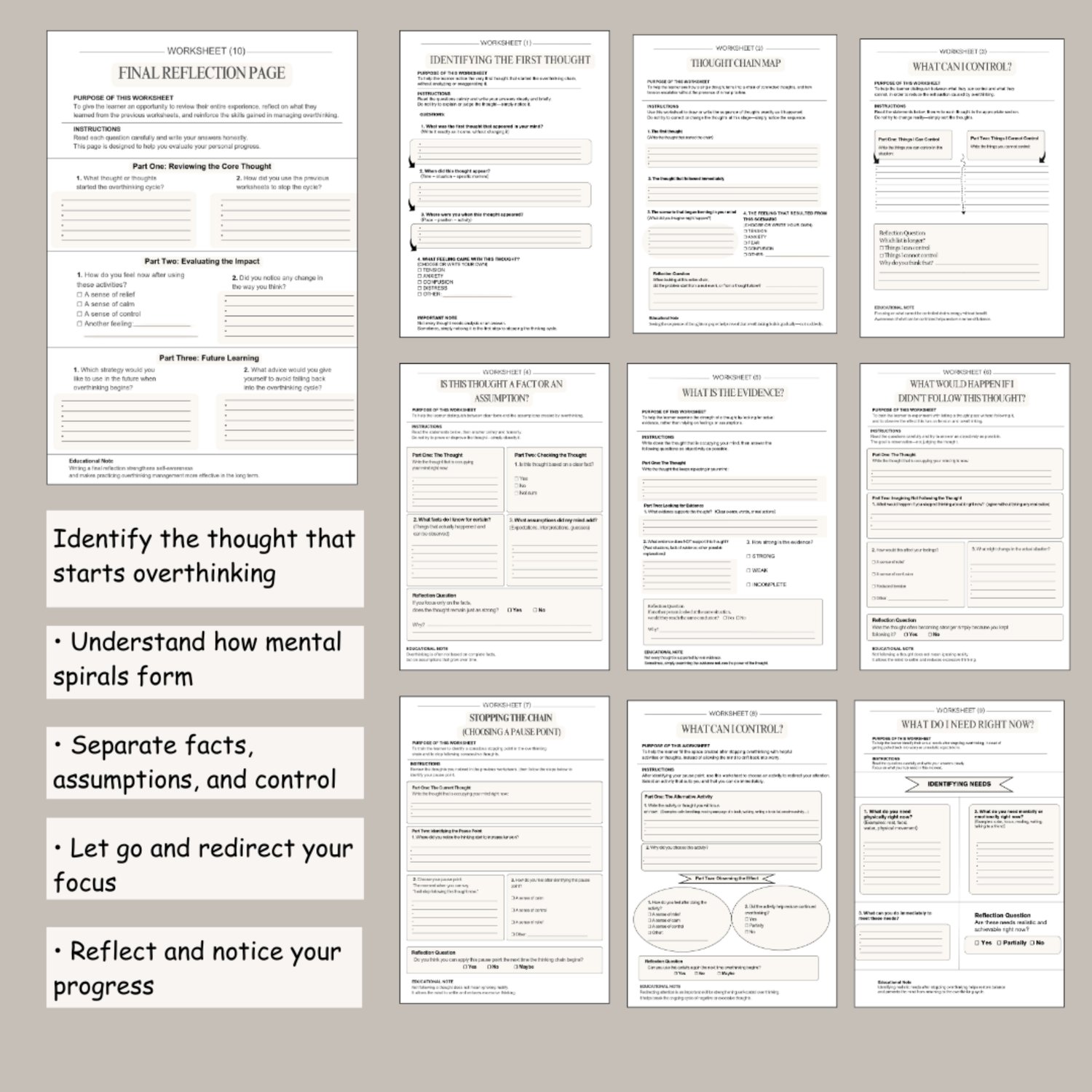 10 Printable Worksheets to Stop Thought Spirals - Payhip