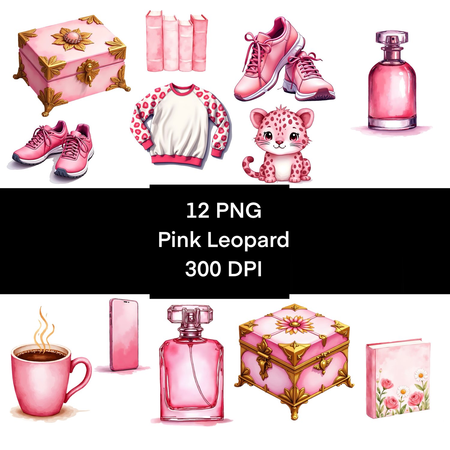 Pink Leopard Bundle 12 PNG Bundle - Payhip