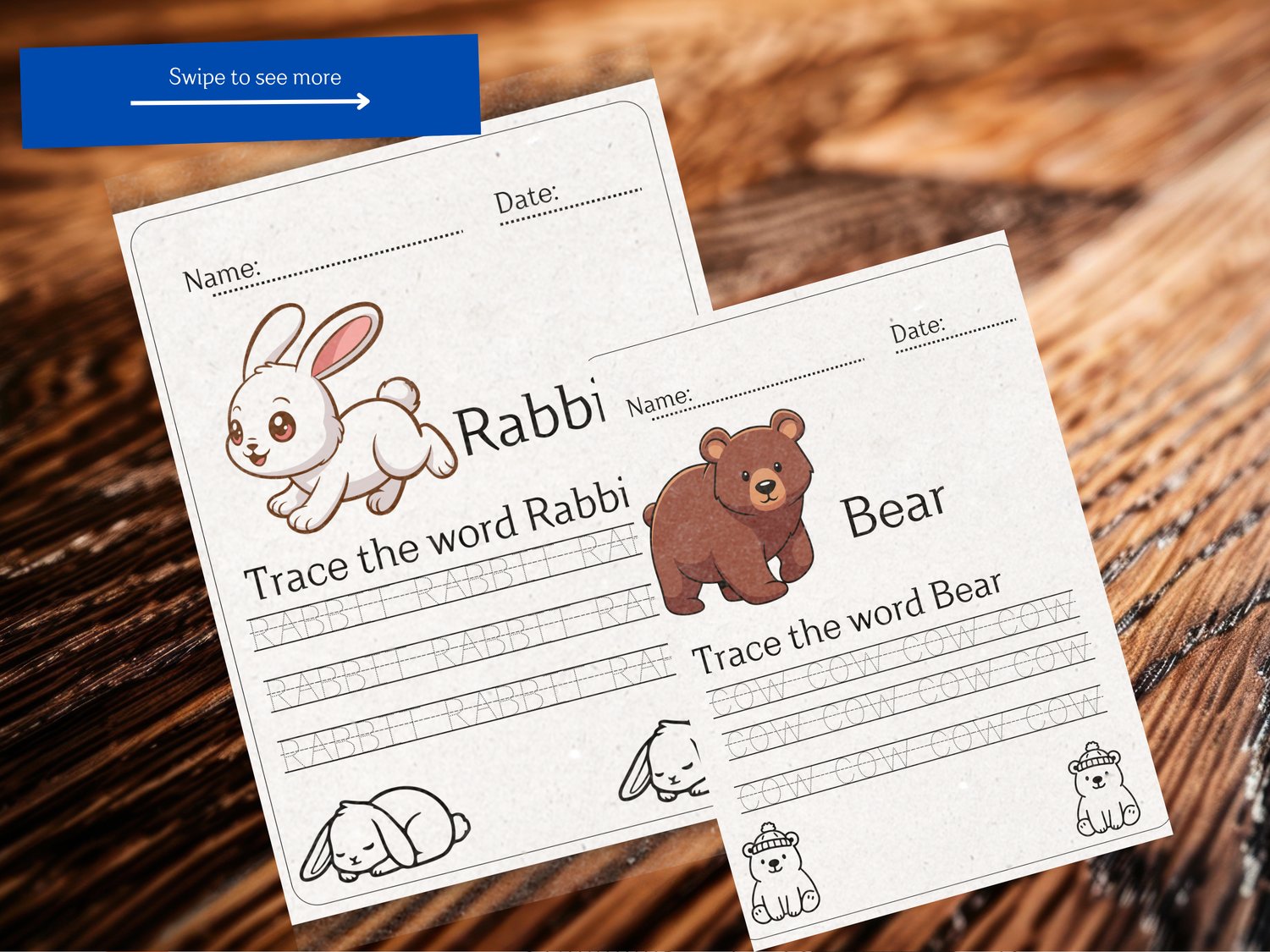 Animal Tracing Worksheets for Preschool | Cute Animal Name Tracing ...