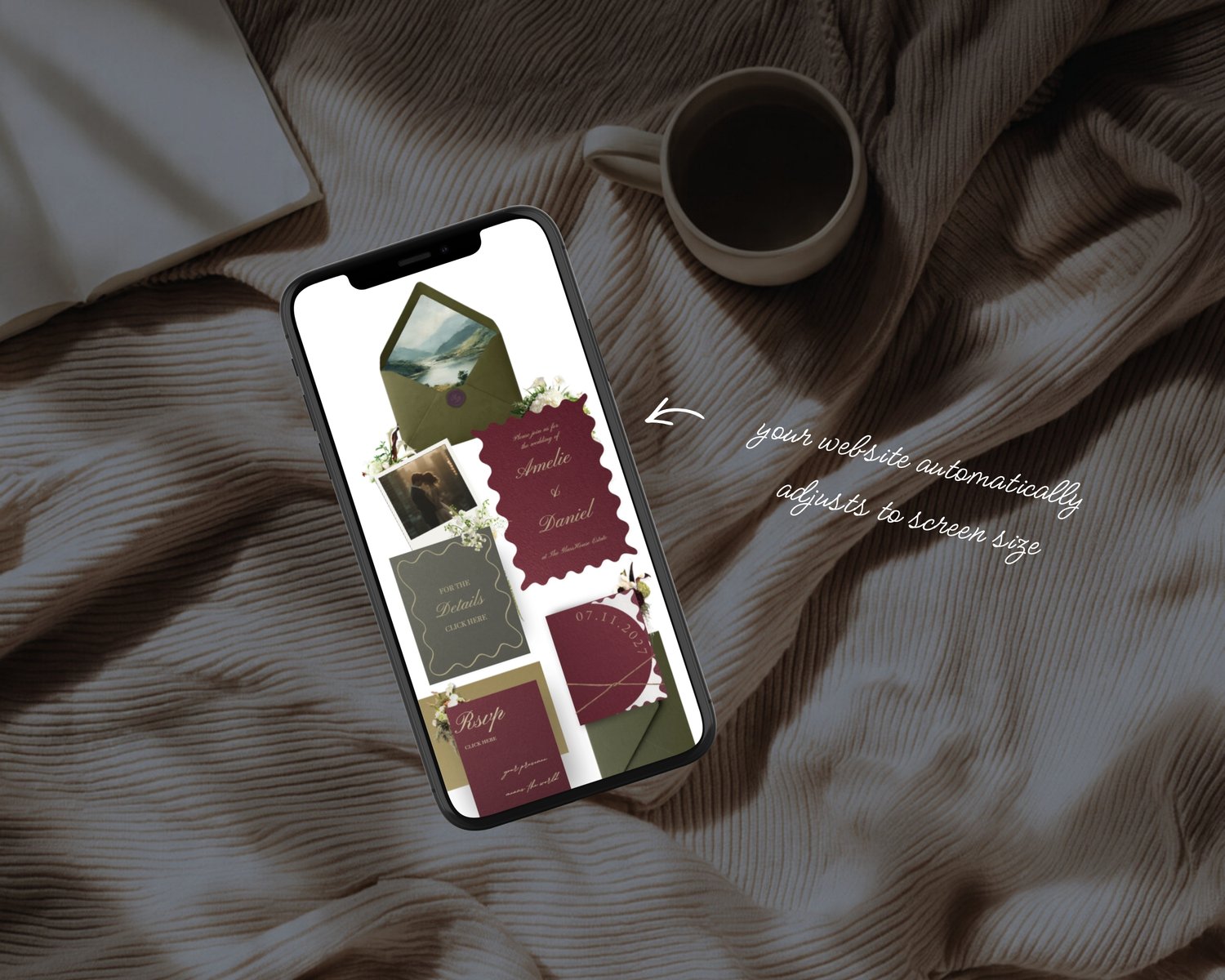 Maroon & Green Wedding Website