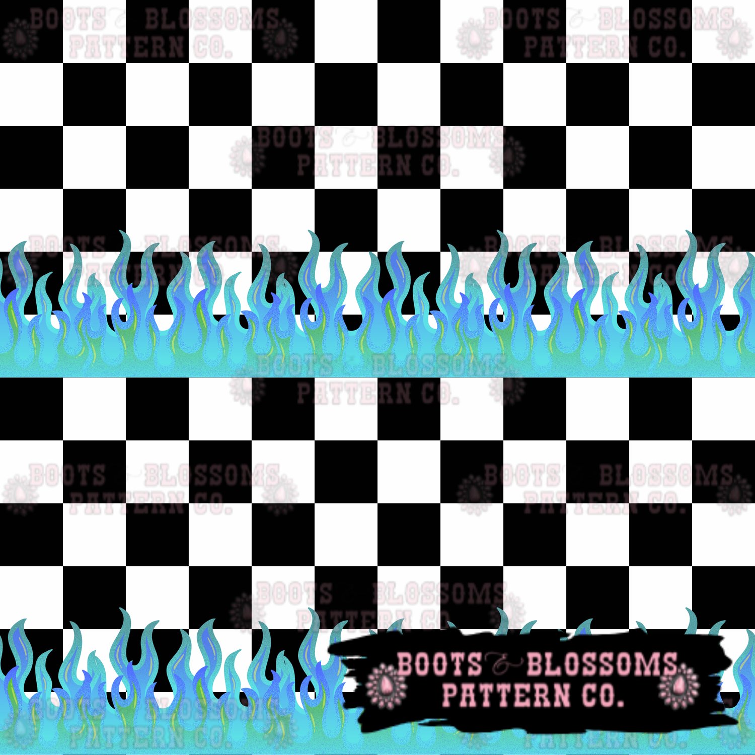 Checkered Blue Single Flame Seamless - Payhip