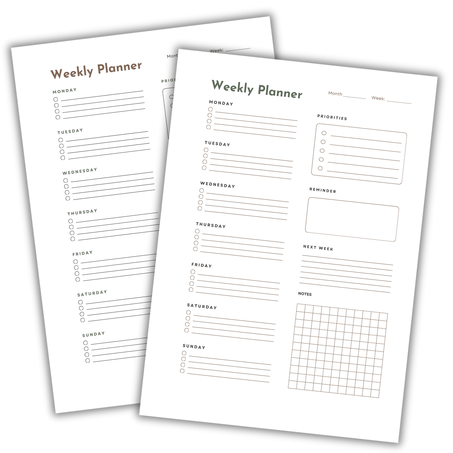 Simple Printable Digital Weekly Planner - Payhip