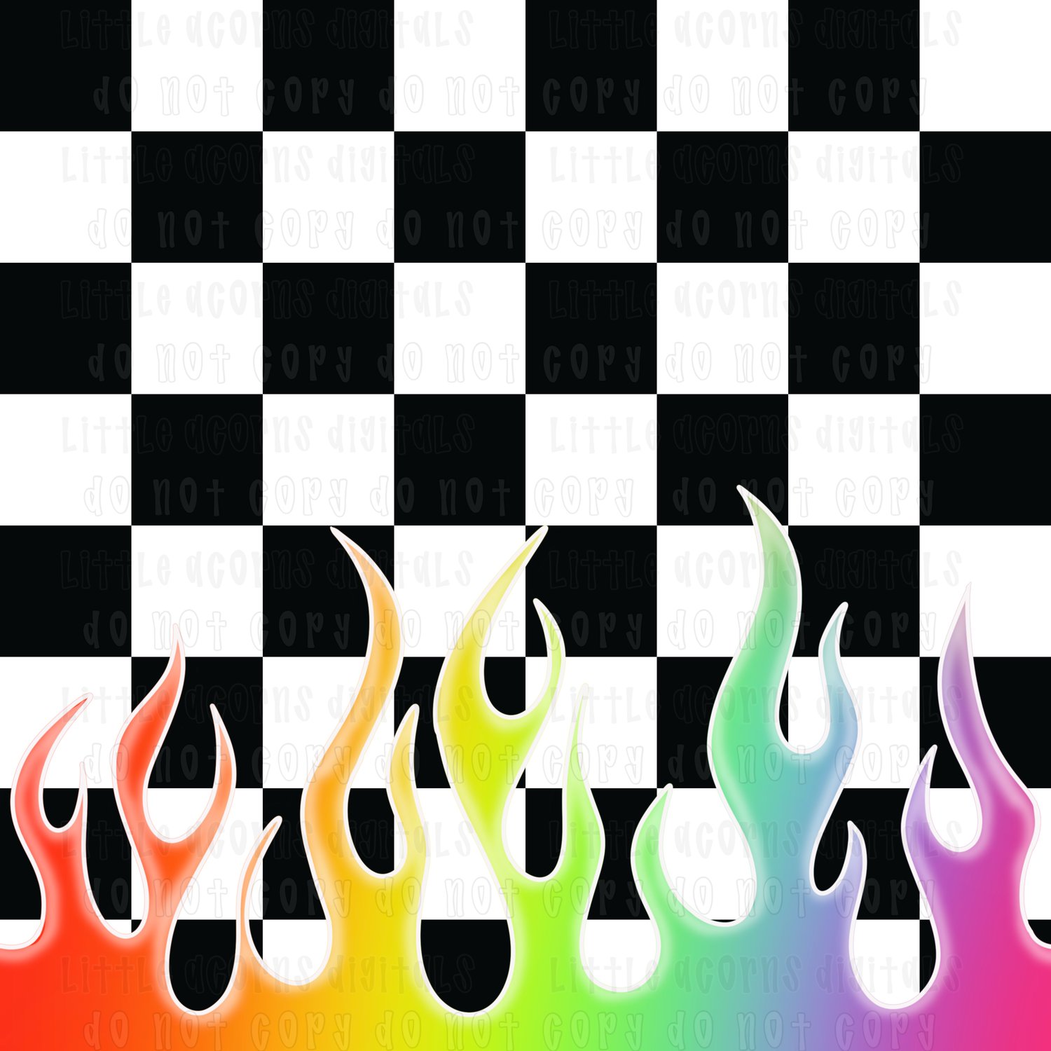 Checkered Rainbow Flame Digital Paper - Payhip