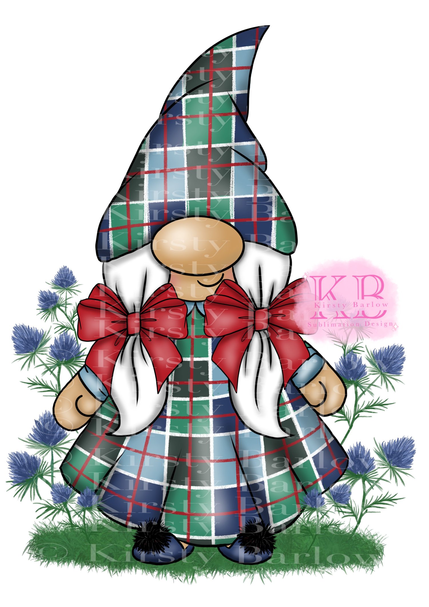 Scottish thistle gonk gnome in tartan dress - Payhip