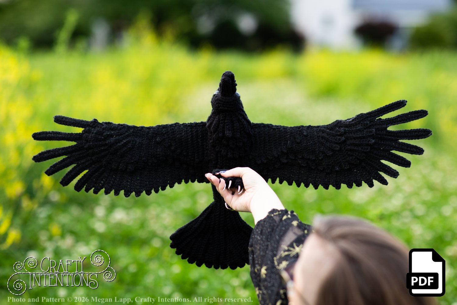 Flying Raven Crochet Pattern by Crafty Intentions Downloadable Digital PDF