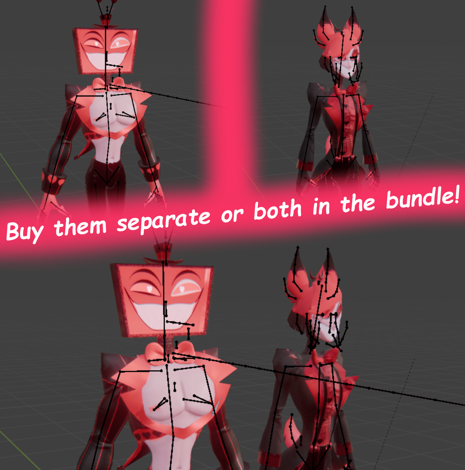 Valentines Day Alastor & Vox Vrchat Model Files