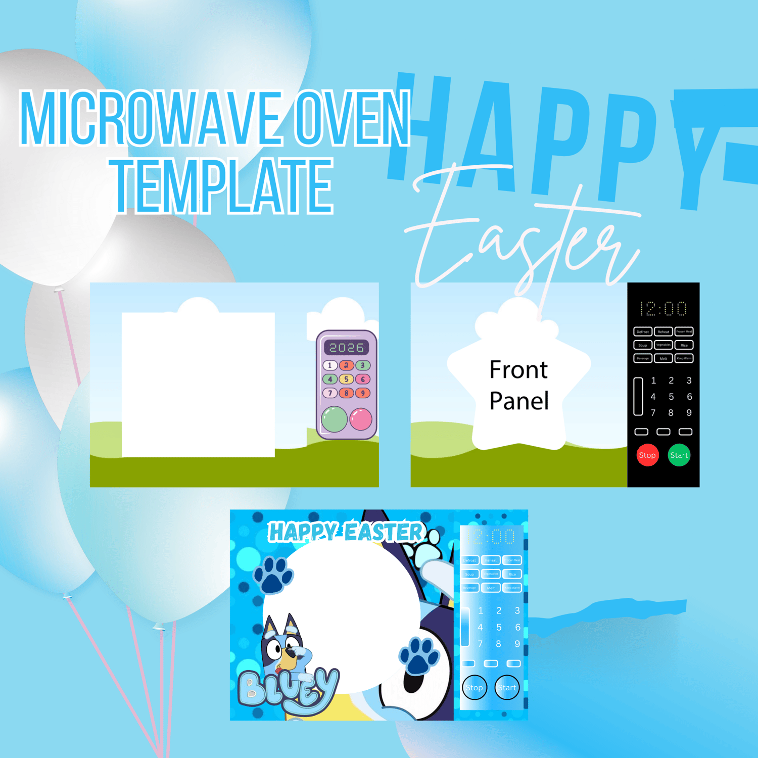 MICROWAVE OVEN | EASTER BLUEY DESIGN | EDITABLE - Payhip
