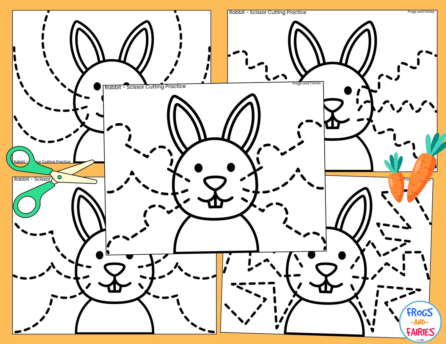 Easter Scissor Skills No-Prep Rabbit Cutting Worksheets | Fine Motor ...
