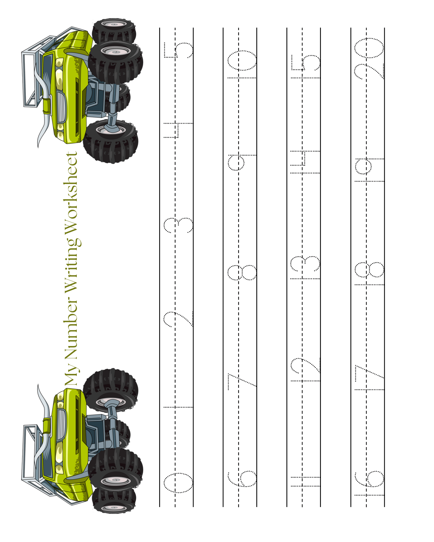 Monster Truck Tracing worksheets PDF- Fun learning for Little Beginners ...