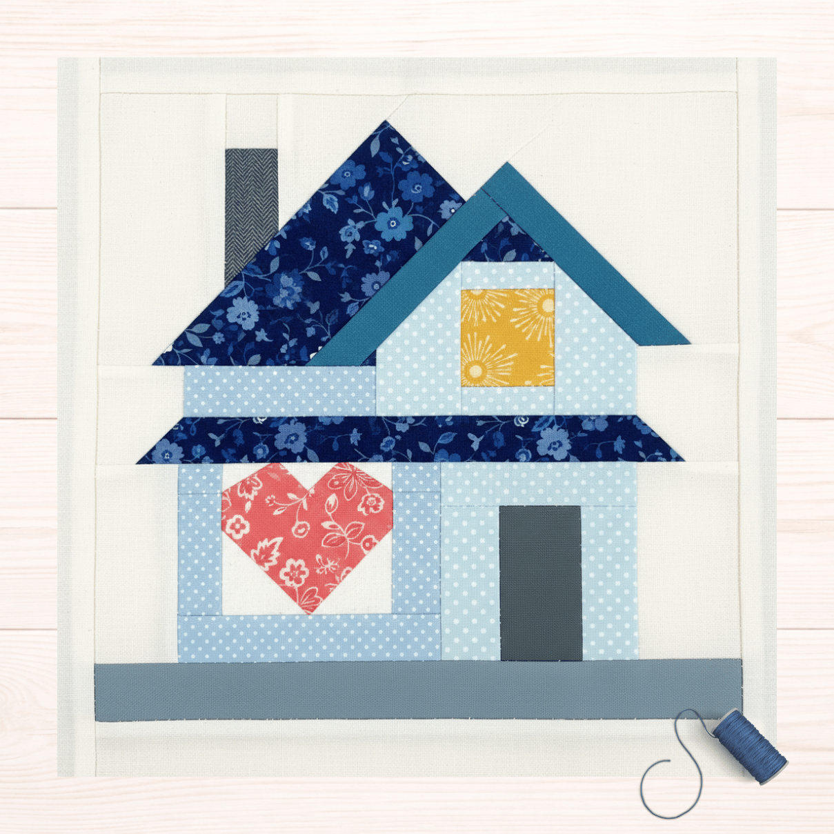 FREE Cottage House FPP Quilt Block Pattern – 10 Inch Paper Piecing Pattern