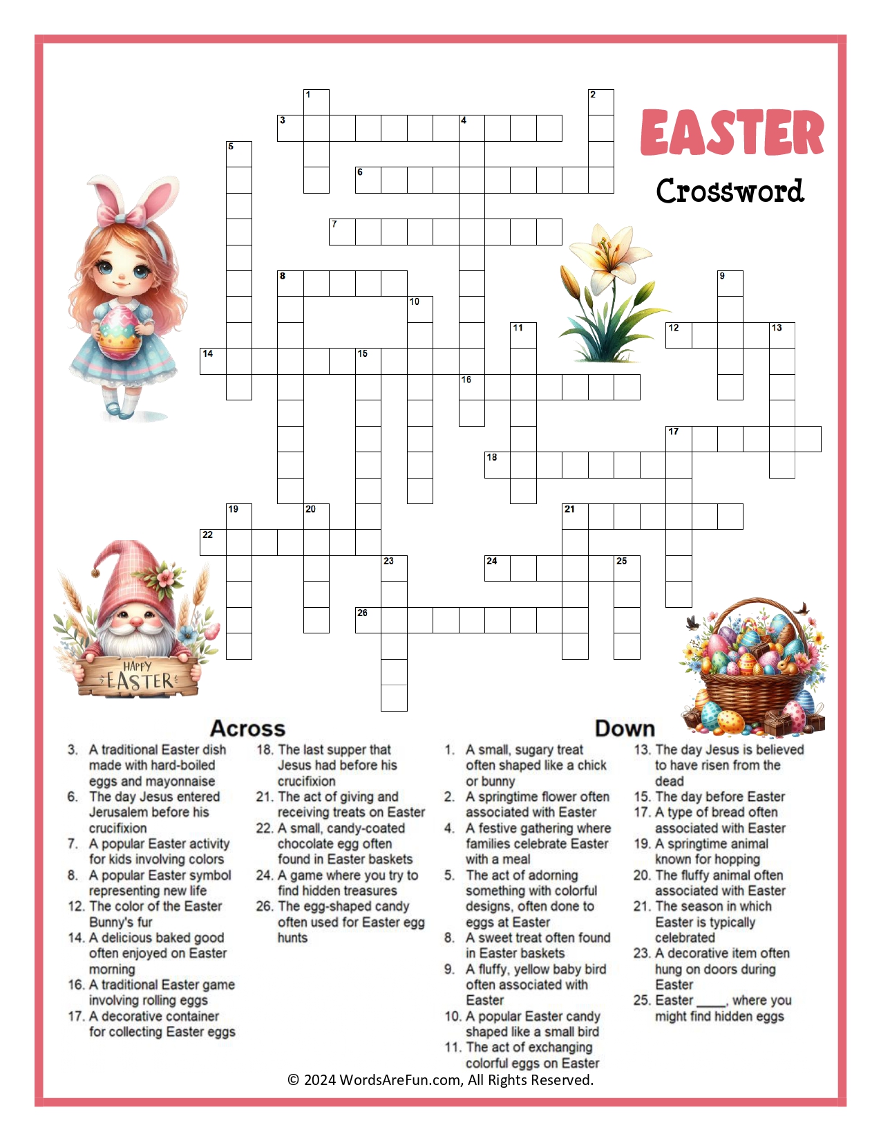 Easter Crossword Puzzle Printable PDF – Spring & Easter Classroom ...