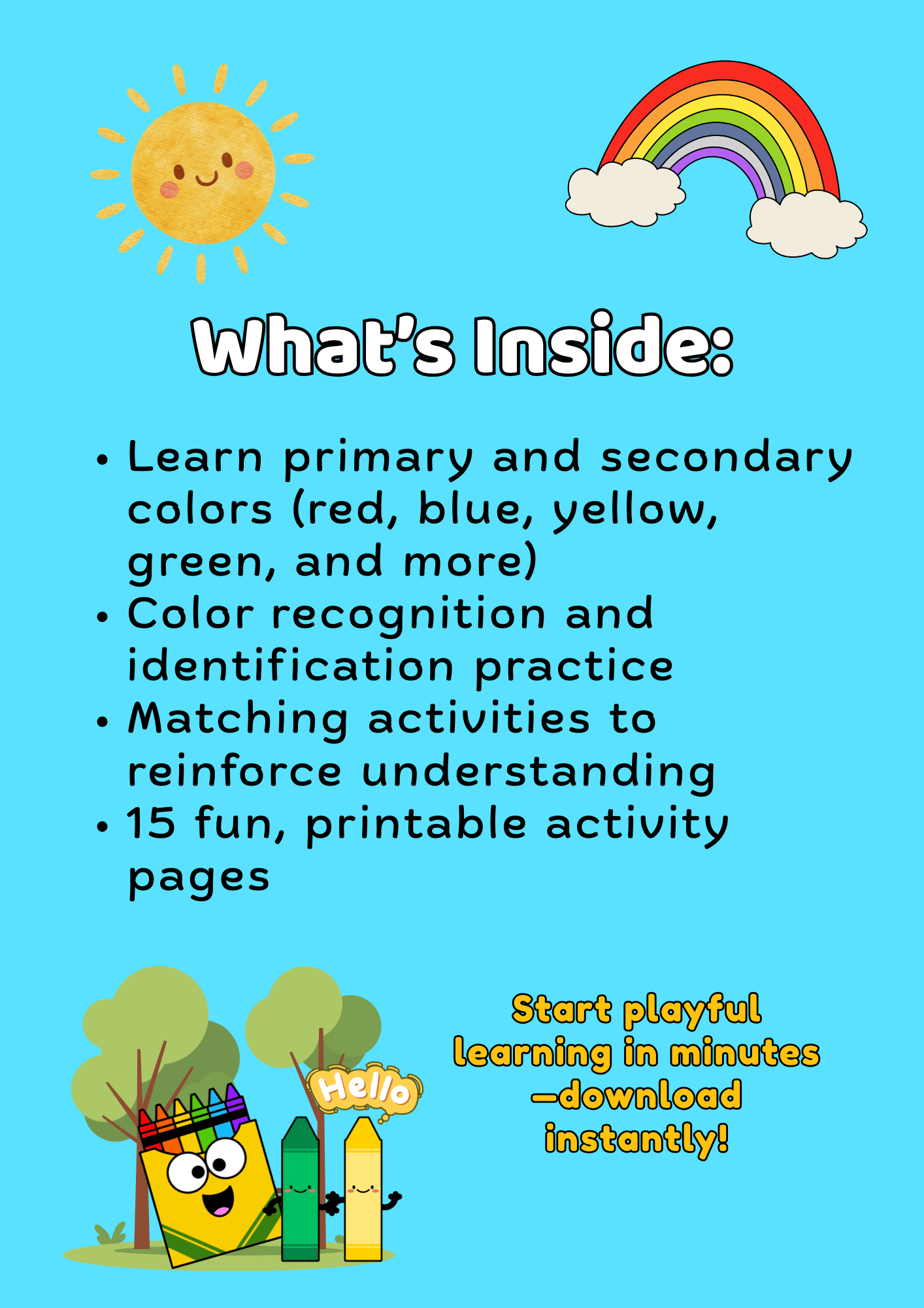 Let’s Learn the Colors — Printable Coloring & Matching Activities for ...