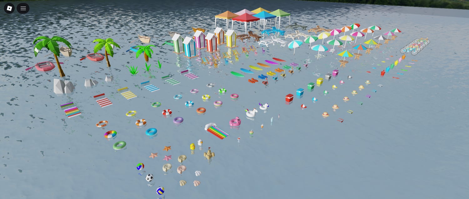 Free Summer Beach Assets Pack – Roblox Coastal Environment Props