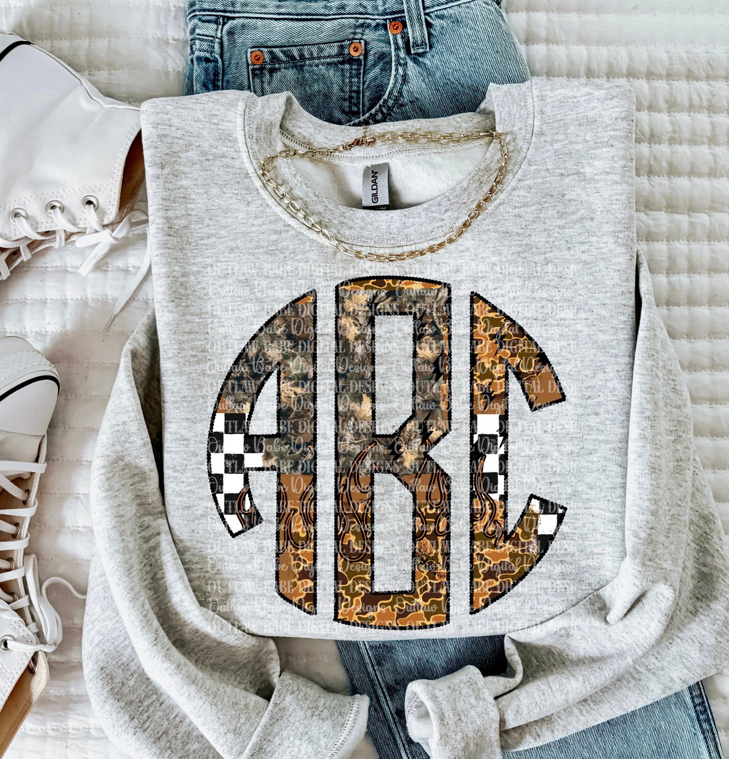 Checkered cam monogram SET - Payhip