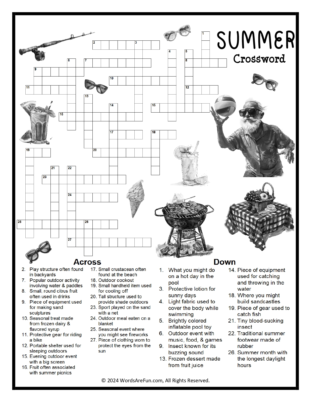 Summer Crossword Puzzle Printable PDF – End of Year & Summer Break ...