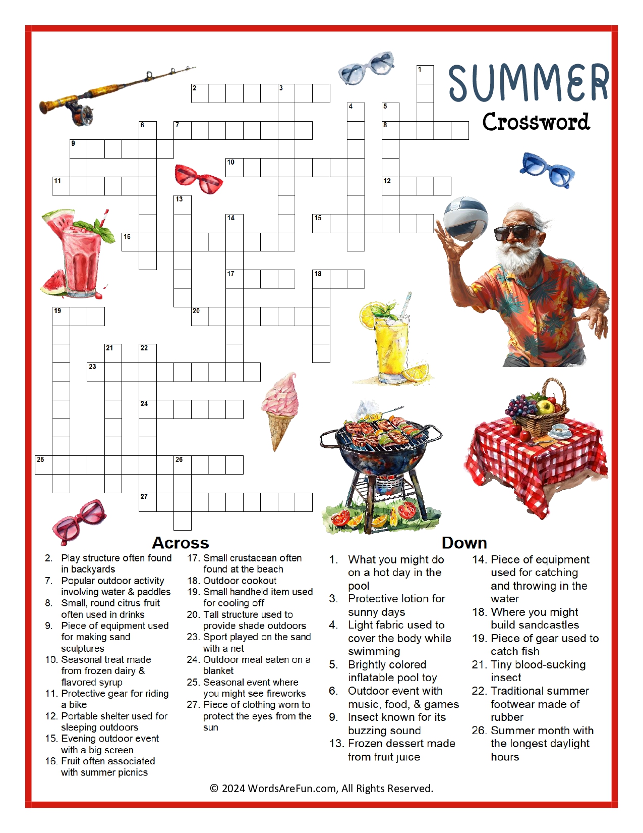 Summer Crossword Puzzle Printable PDF – End of Year & Summer Break ...
