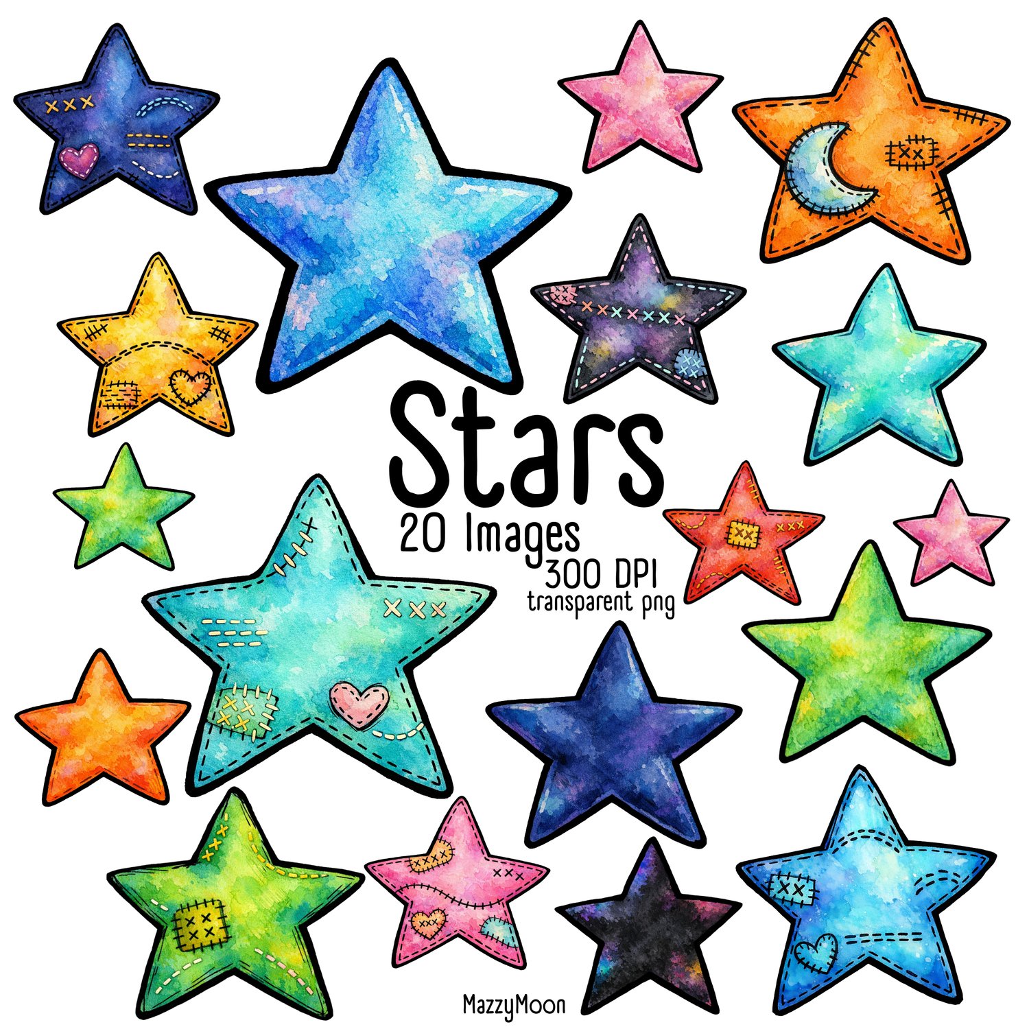 Watercolor Stars Png