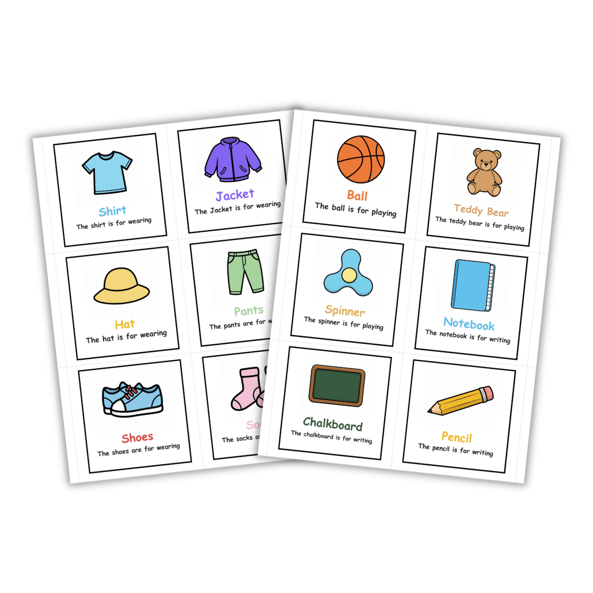 Common Functional Objects Noun Flashcards Speech Therapy ABA Printable ...