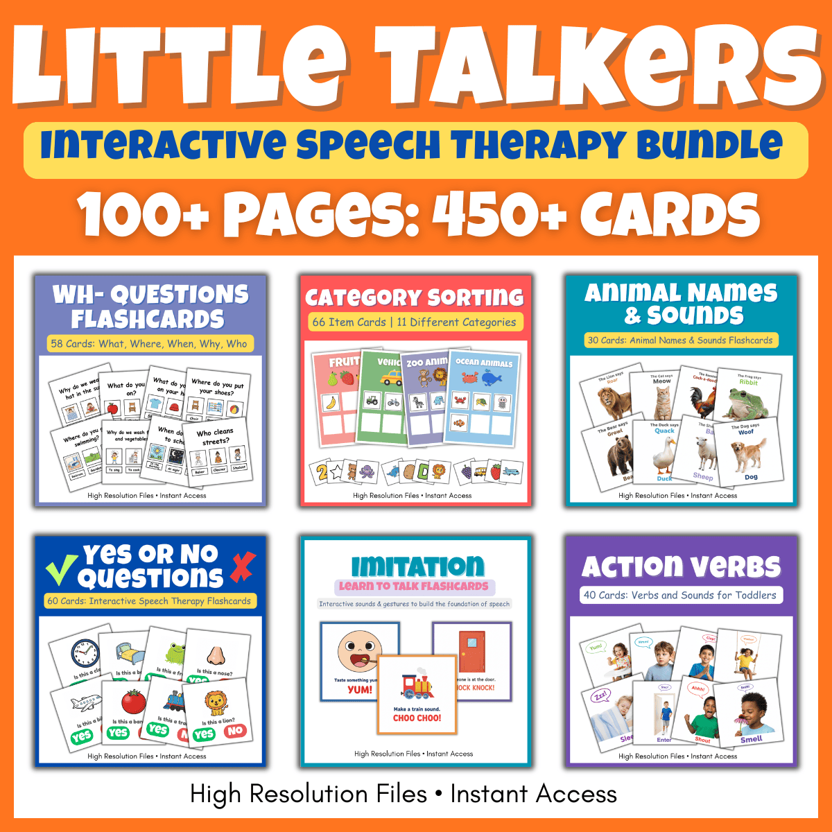 Action Words Speech Therapy Printable Flashcards: Verbs & Simple ...