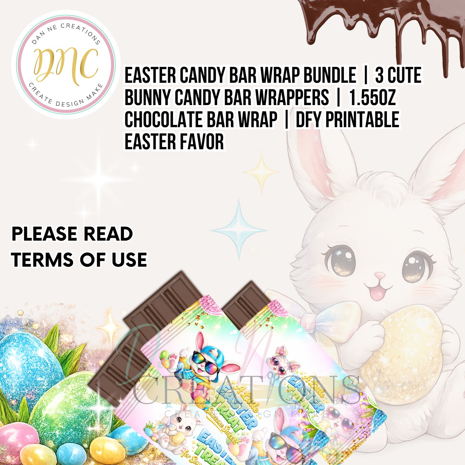 Easter Candy Bar Wrap Bundle | 3 Cute Bunny Candy Bar Wrappers | 1.55oz ...