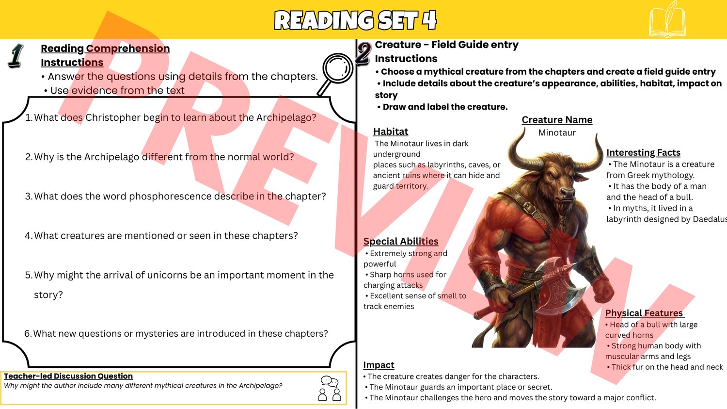 Impossible Creatures Novel Study | Printable Worksheets PDF ...