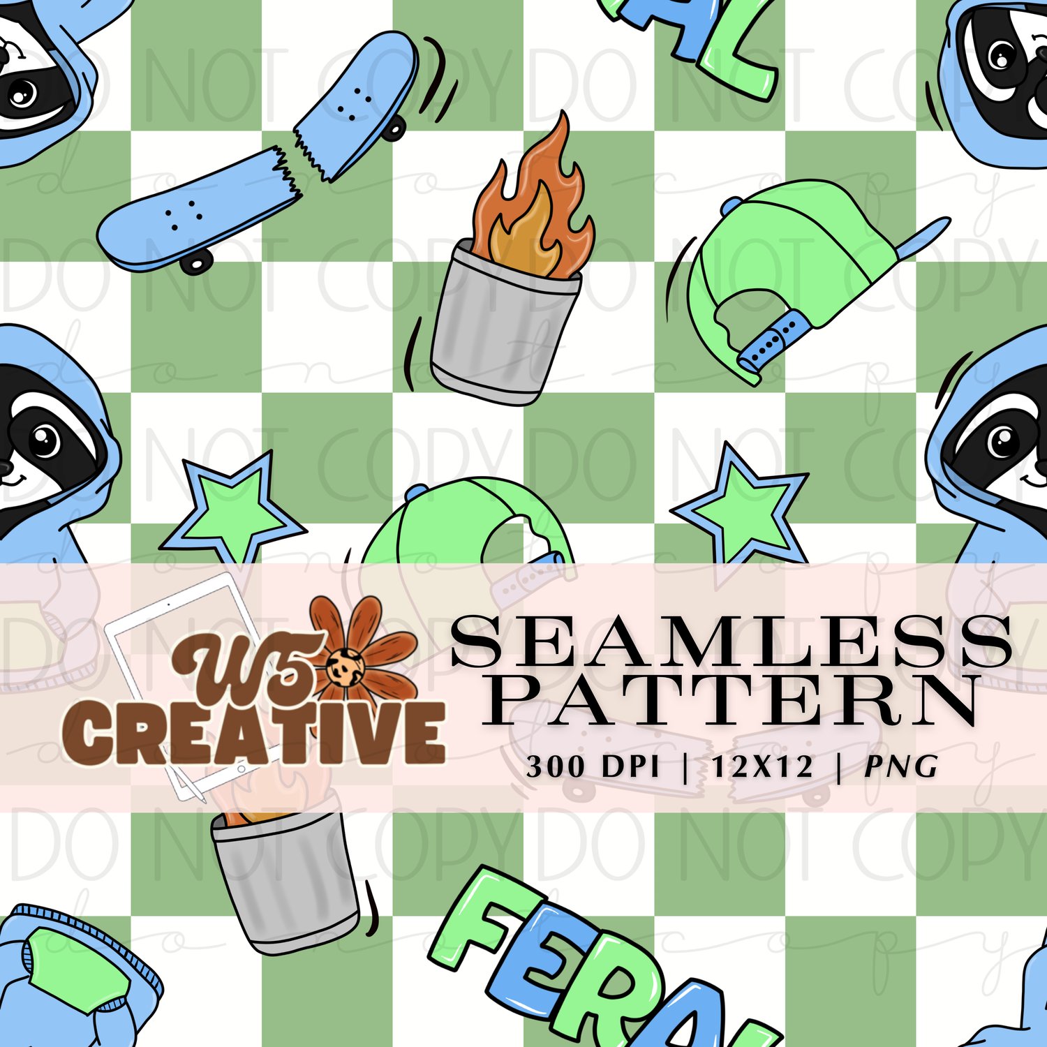 Feral Green Checkered Seamless - Payhip