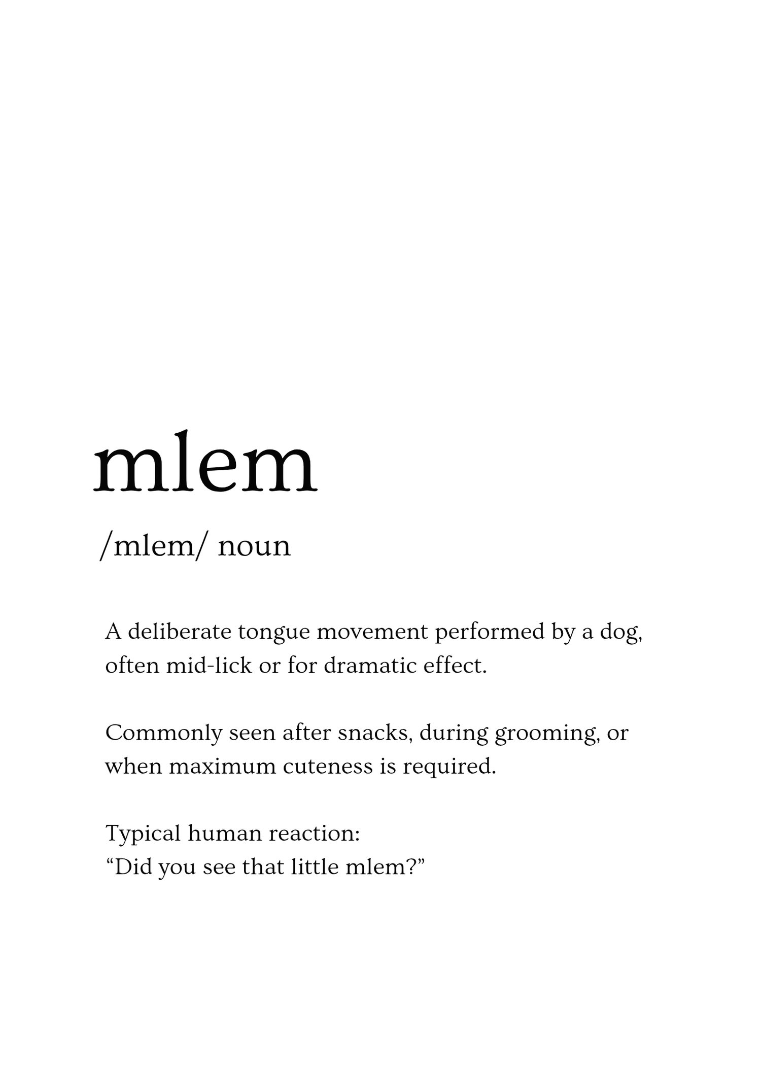Mlem Dog Definition Print | Funny Dog Lover Gift | Dog Wall Art - Payhip