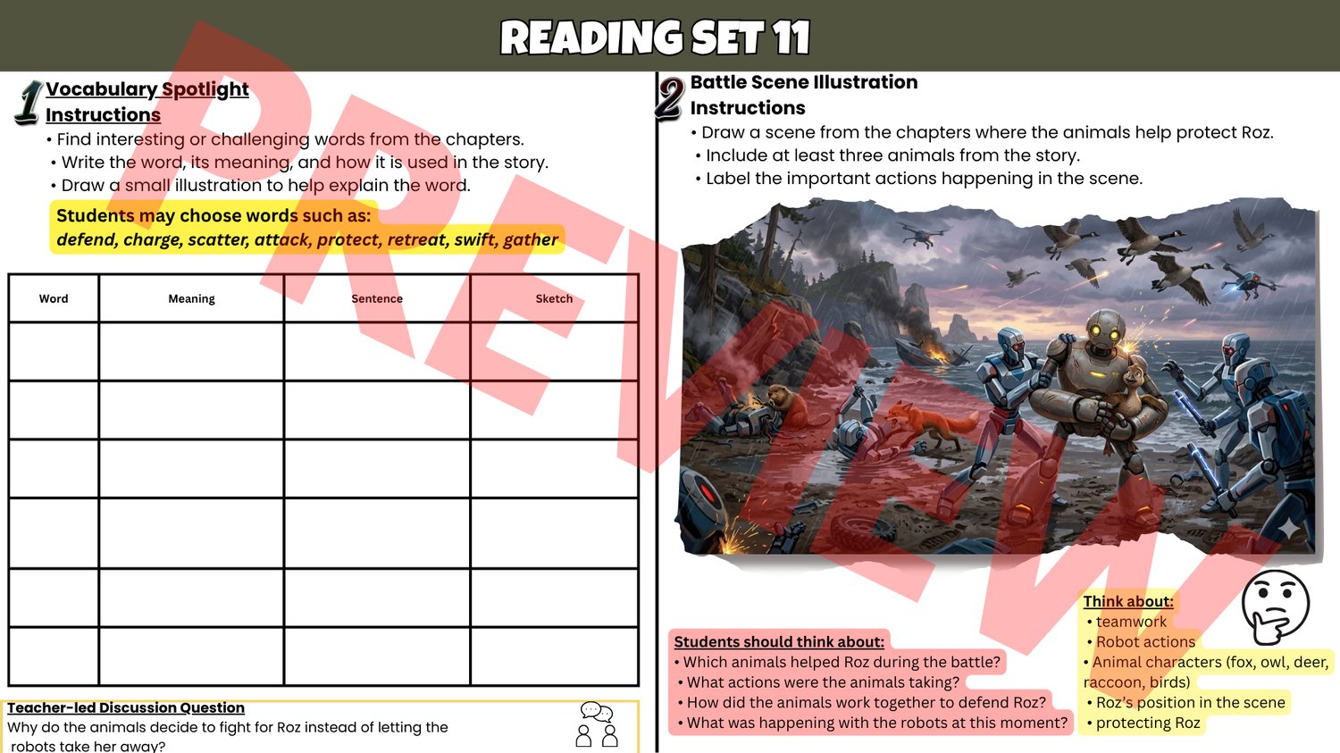 The Wild Robot Novel Study | Printable Worksheets PDF & Activities ...