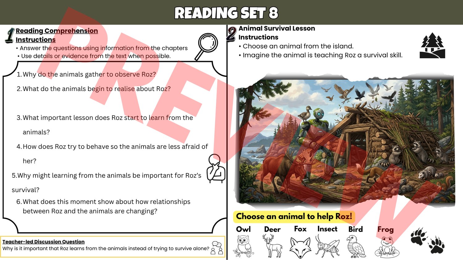 The Wild Robot Novel Study | Printable Worksheets PDF & Activities ...