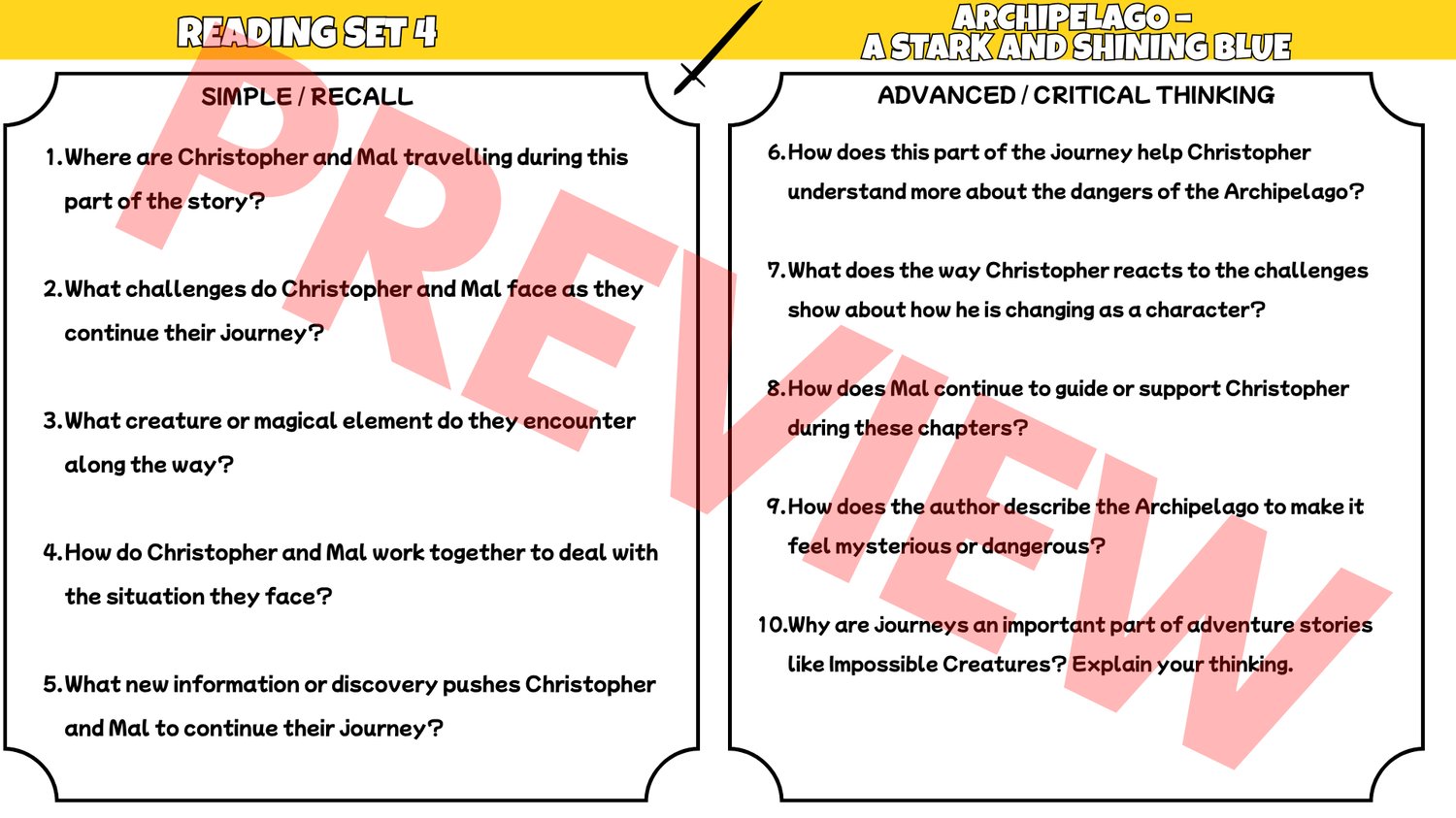 Impossible Creatures Comprehension Questions & Answers | 100 Reading ...