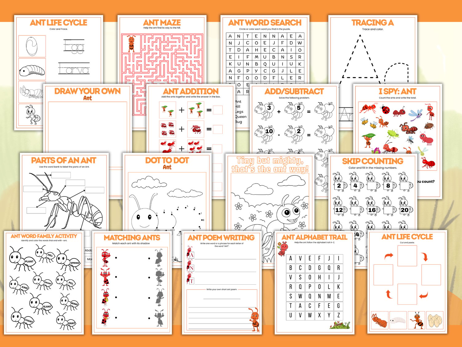 Ant Themed Activity Bundle (20 pages) - Payhip
