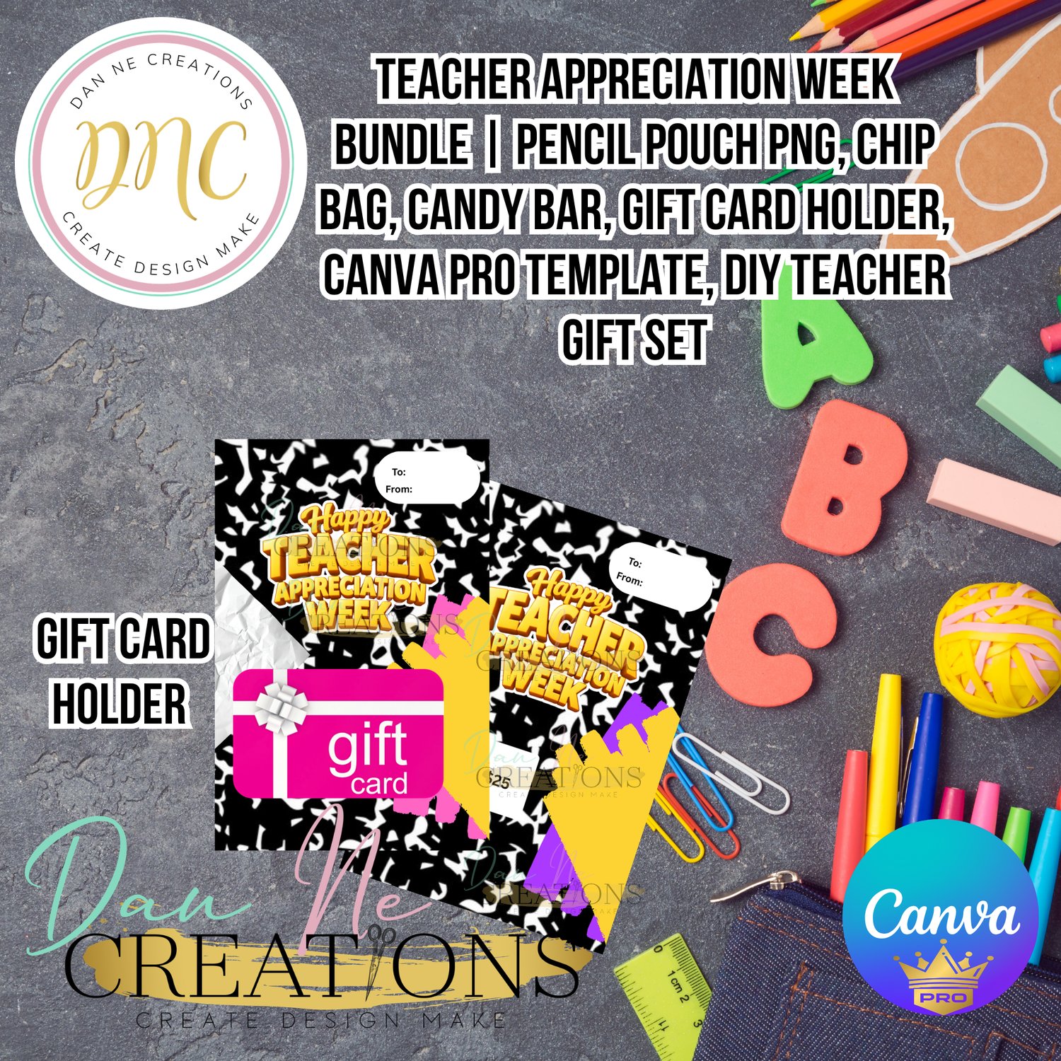 Teacher Appreciation Week Bundle | Pencil Pouch PNG, Chip Bag, Candy ...