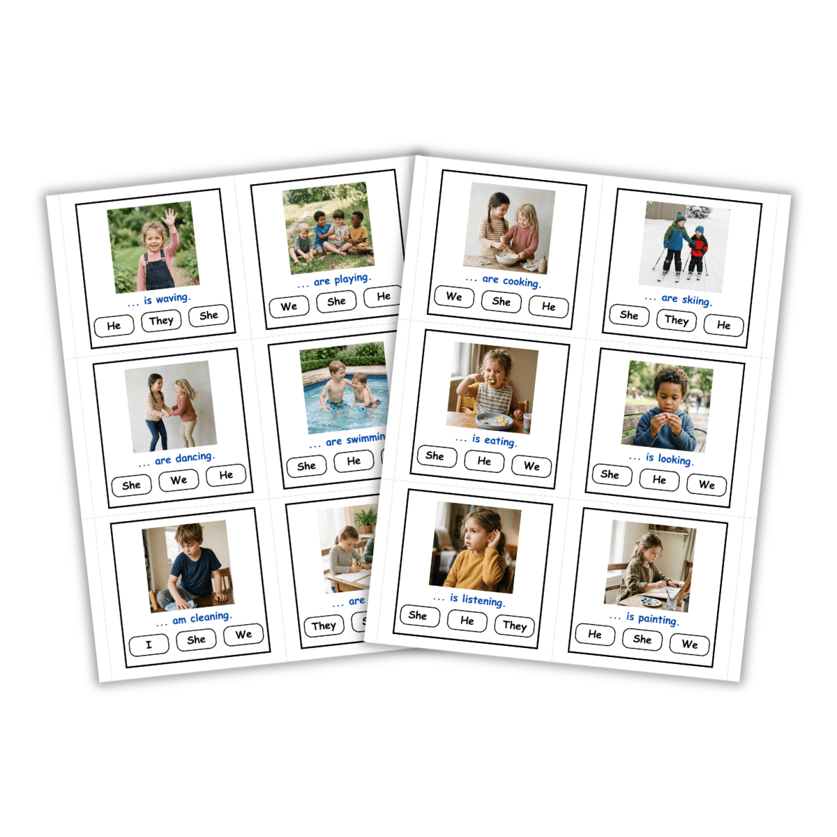 Personal Pronouns Printable Task Cards | Speech Therapy & ABA Visual ...