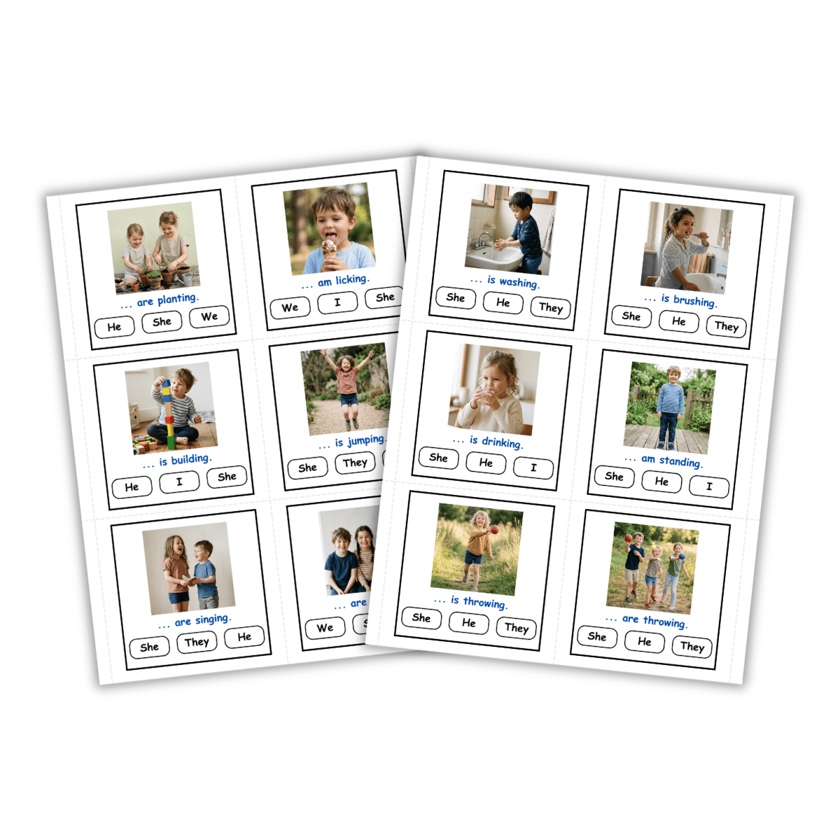 Personal Pronouns Printable Task Cards | Speech Therapy & ABA Visual ...