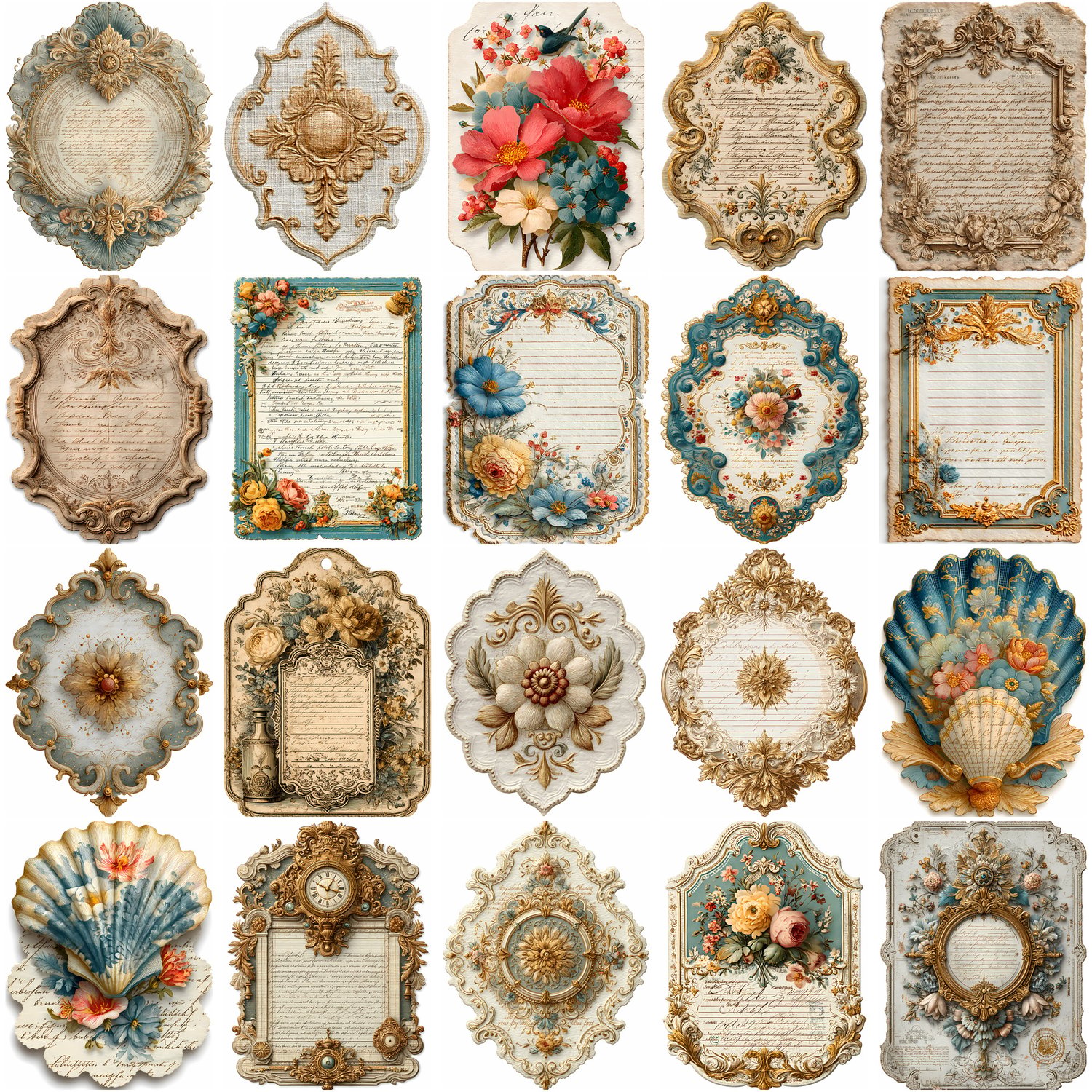 Vintage Victorian Ephemera Kit, Ornate Frame Cutouts, Antique Fussy Cut ...