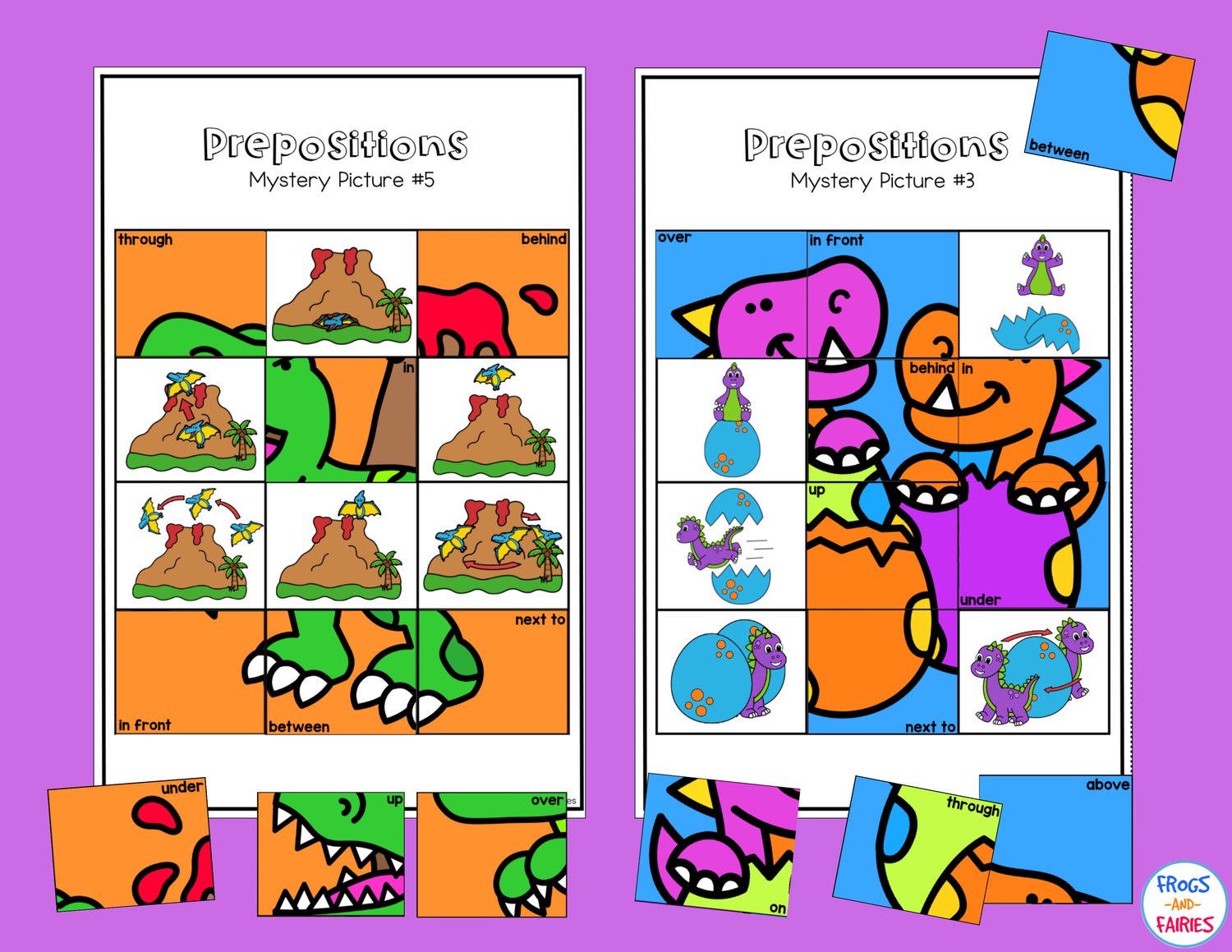 Dinosaur Preposition Puzzles for Kindergarten & 1st Grade: Fun Cut and ...