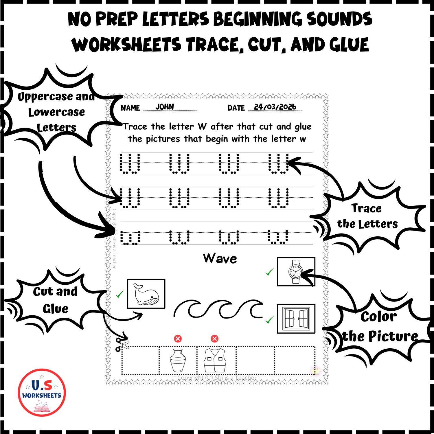 Alphabet Letter Beginning Sounds Cut and Paste Worksheets | Cut & Glue ...