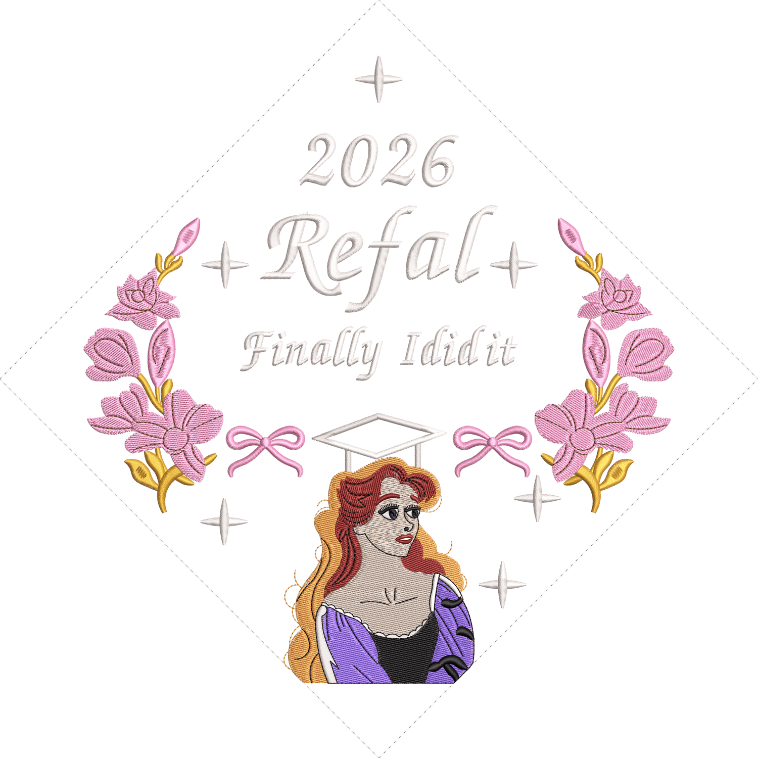 Refal Embroidery Design 2026 – Custom Name & Year Editable EMB File