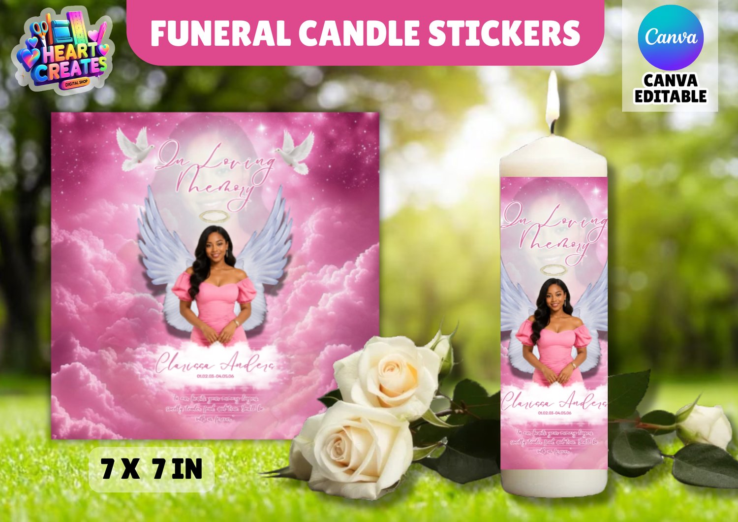 FUNERAL CANDLE STICKER (PINK) - Payhip